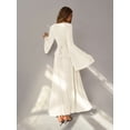 Beige Womens Off-Shoulder Flare Sleeve Ruffle Peplum Waist Maxi Dress ...