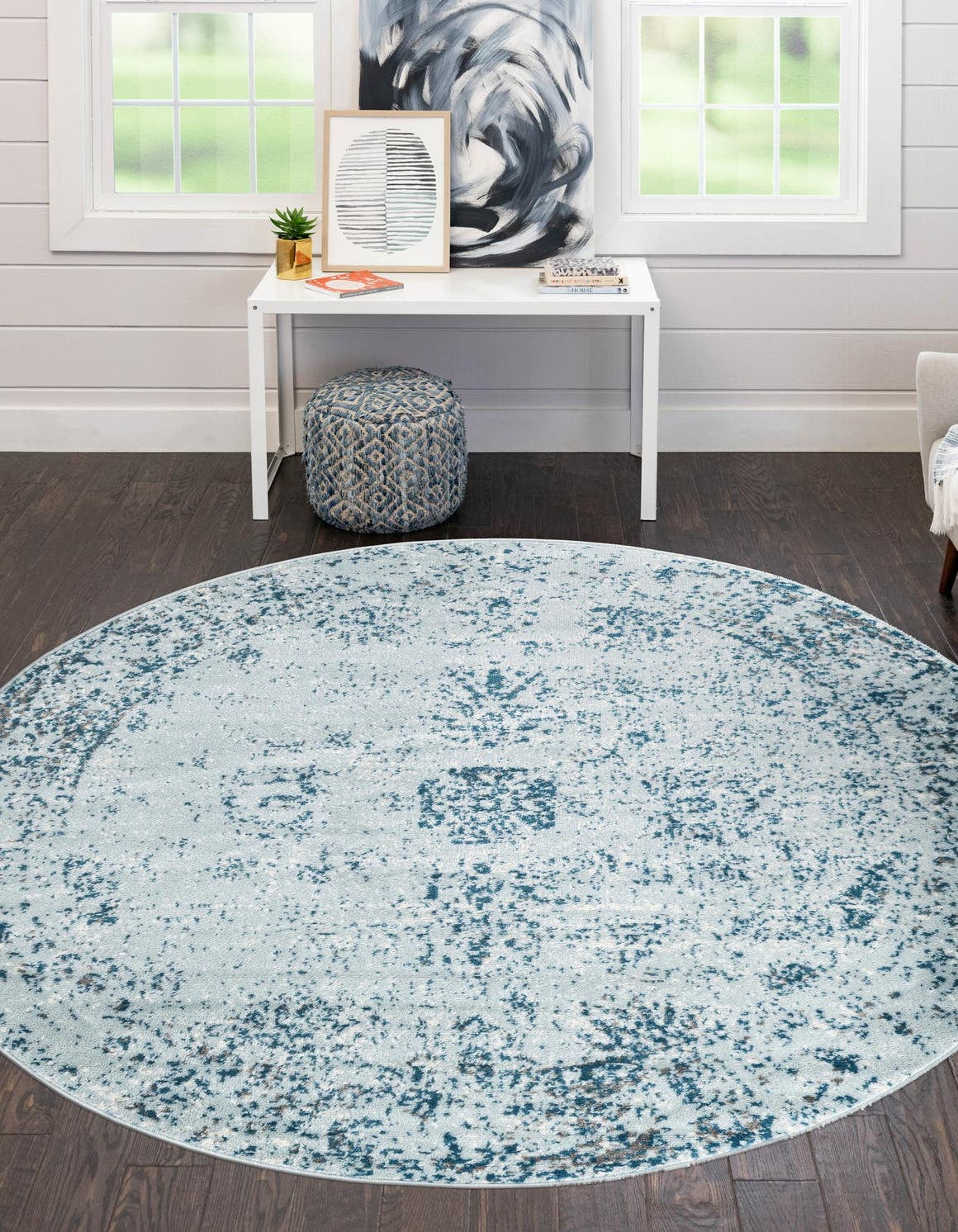 Rugs.com Monte Carlo Collection Rug – 8' Round Light Blue Medium Rug ...