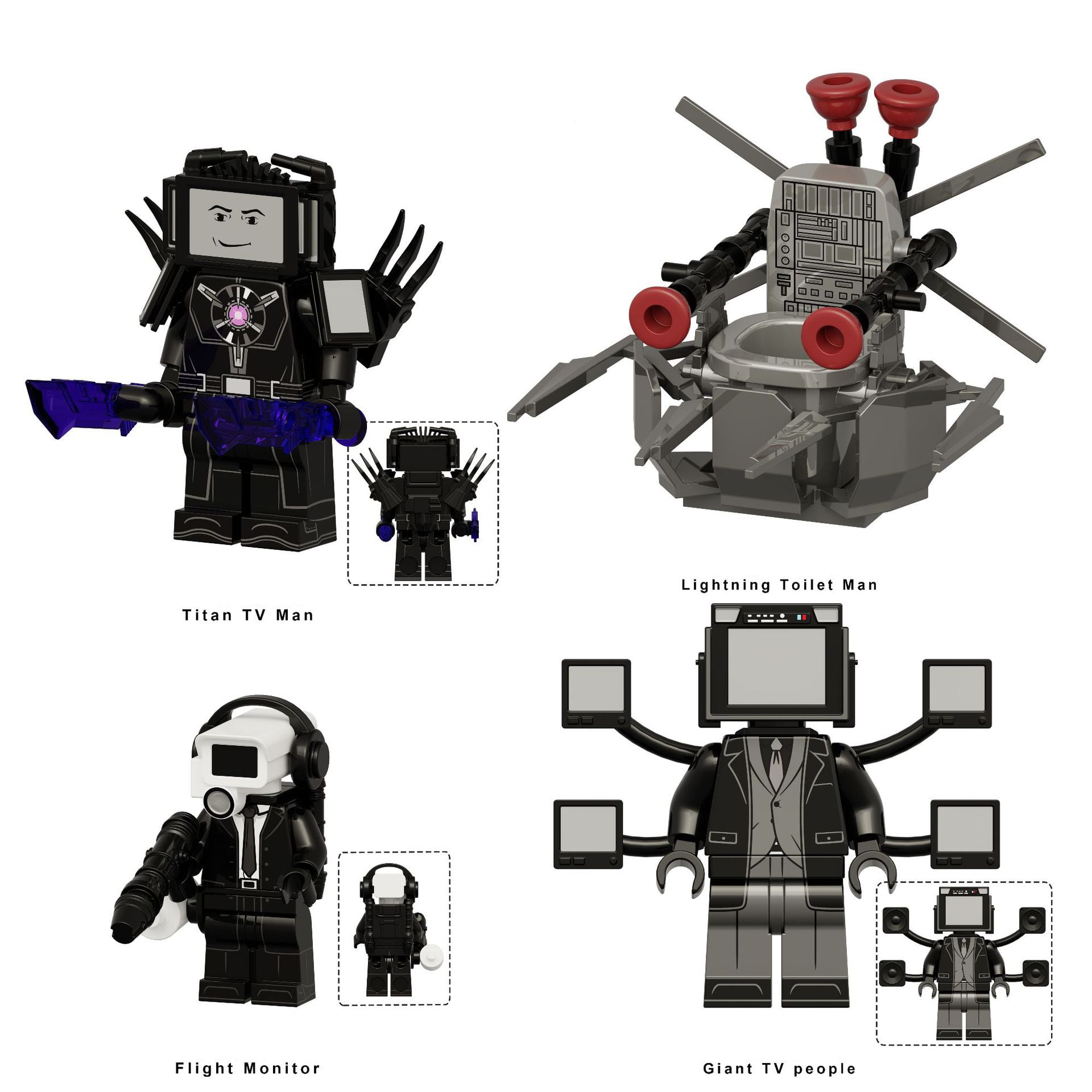 Click here for Smilenta 4pcs Skibidi Toilet Minifigures - Lightni... prices