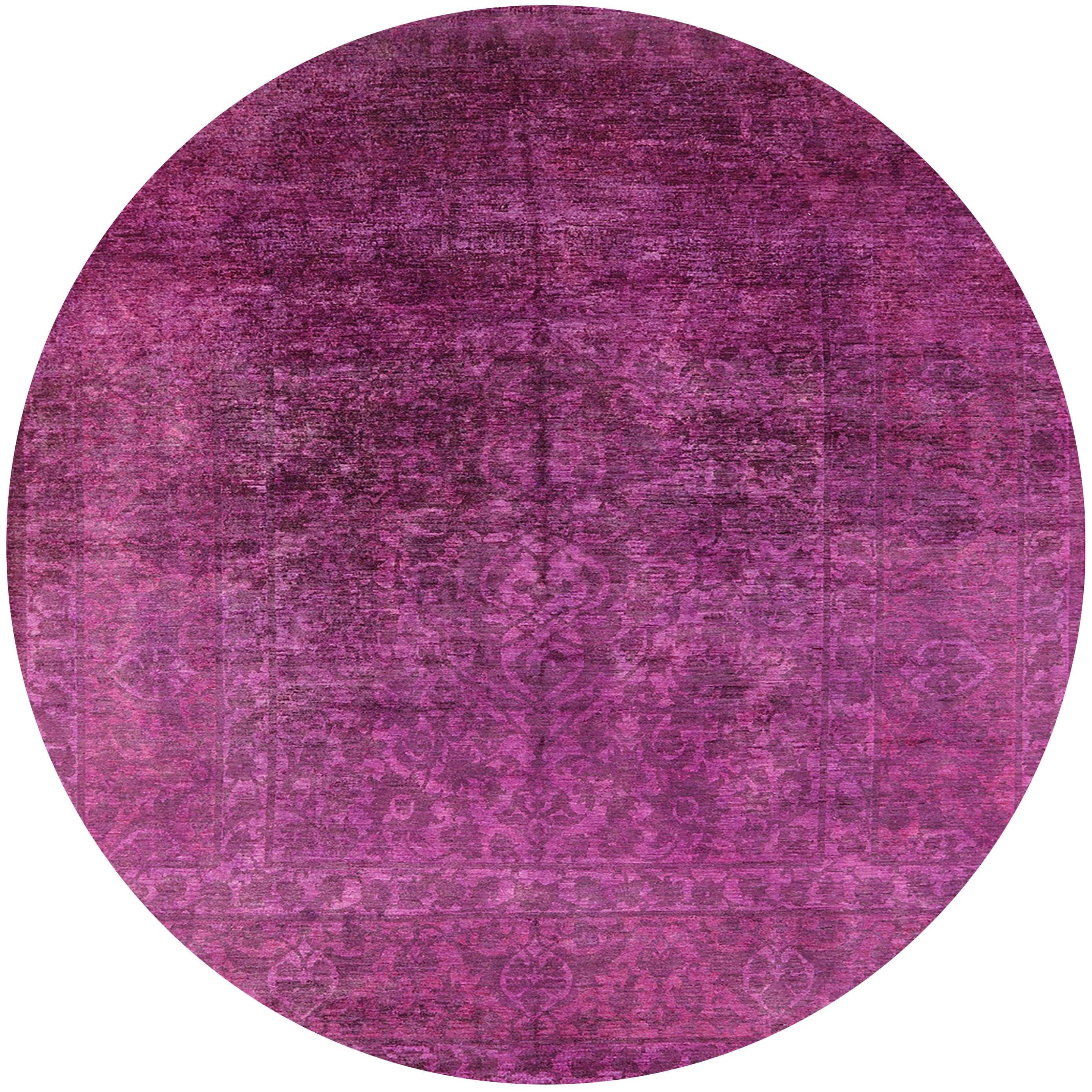 Ahgly Company Indoor Round Mid-Century Modern Violet Red Pink Oriental ...