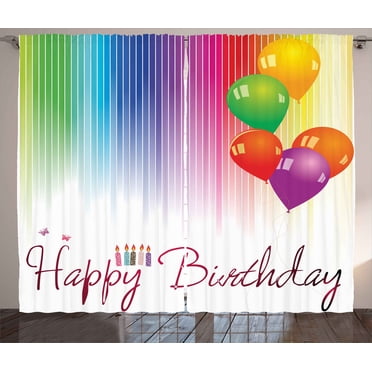 Birthday Decorations Curtains 2 Panels Set, Vivid Colored Framework ...
