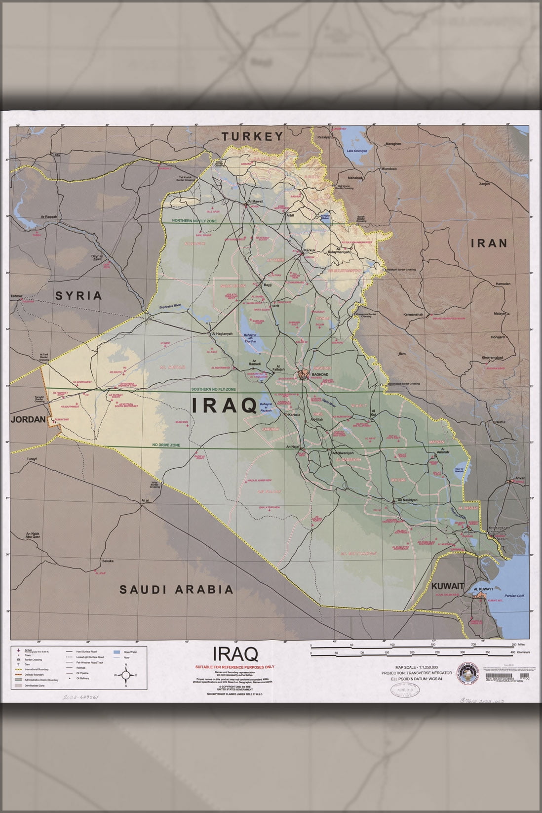 24"x36" Gallery Poster, map of iraq 2003 p10 - Walmart.com