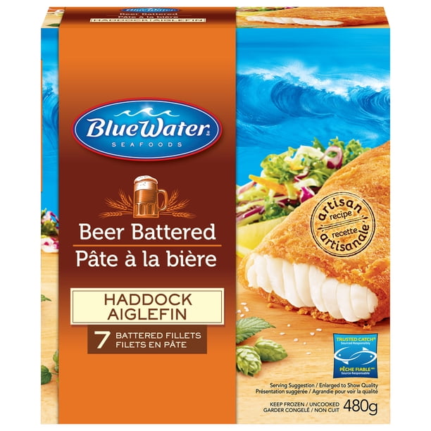 BlueWater Seafoods Beer Battered Haddock, Wild Caught Haddock, Frozen ...