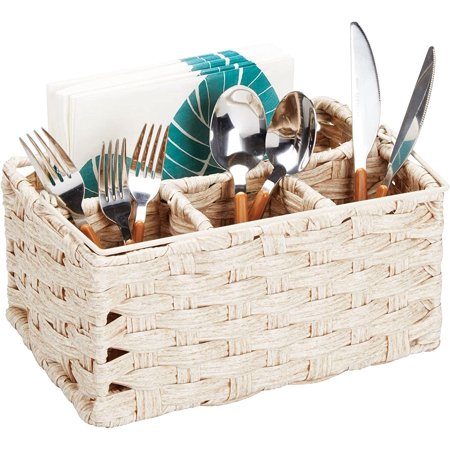 mDesign Cutlery Caddy — Silverware Organiser with 4 Compartments for ...