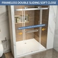 56"-60" W x 78" H Frameless Double Sliding Shower Door Soft-Close Brushed Nickel Shower Screen 3 ...
