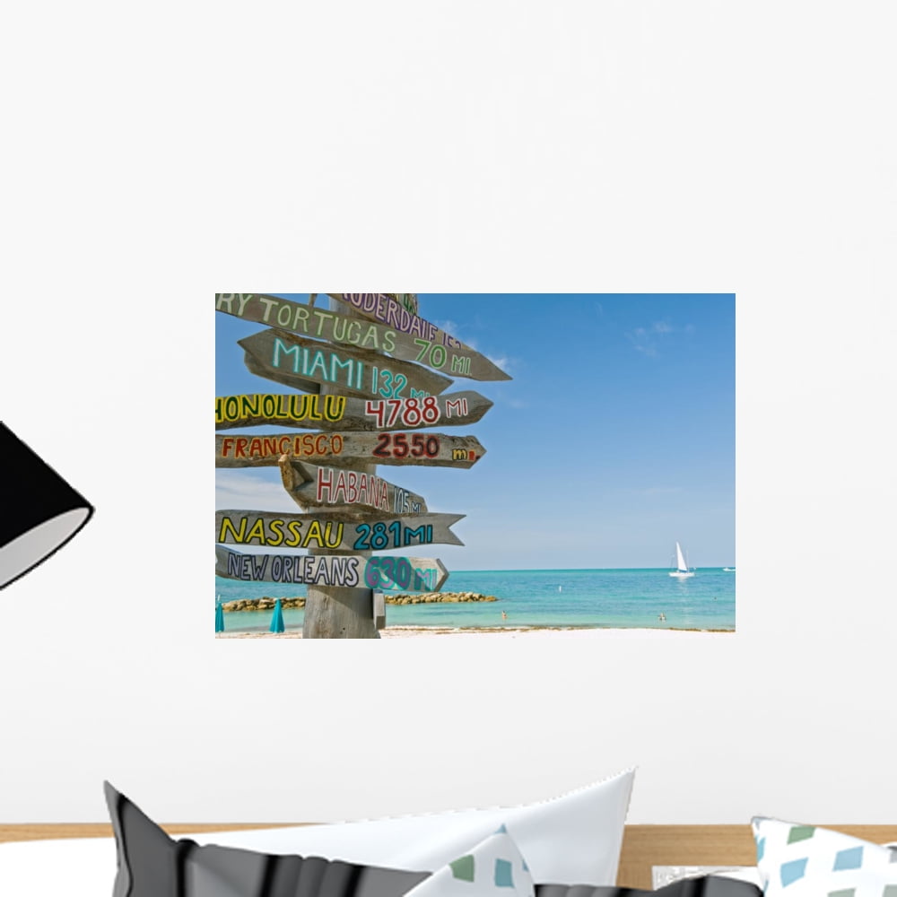 Signpost Beach Key West Wall Mural by Wallmonkeys Peel and Stick ...