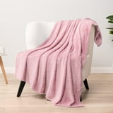 PAVILIA Light Pink Throw Blanket for Couch, Twin Bed, Soft Fleece ...
