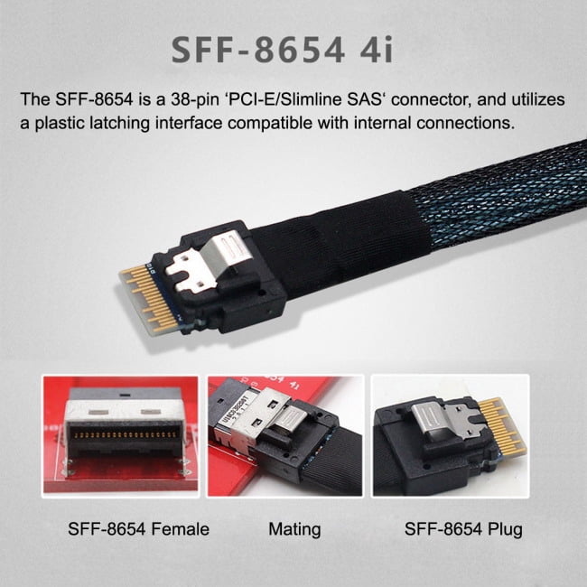 JSER OCuLink PCIe PCI-Express SFF-8611 8x 8-Lane to Dual SFF-8654 ...