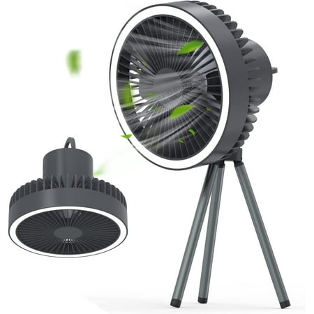 Tripod Desk Fan, Camping Table Fans Powered by 10000mAh Rechargeable ...