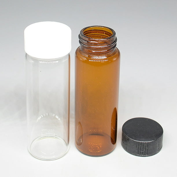 30ml Amber Glass Sample Vials with Black Screw Cap 28pack - Walmart.com