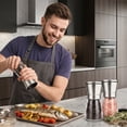 2-Pack Stainless Steel Salt and Pepper Grinder Set, Adjustable Ceramic ...
