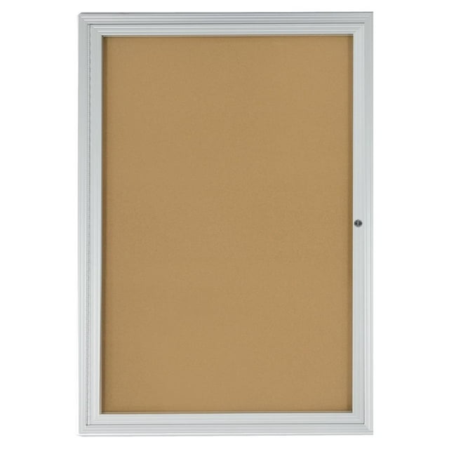 Displays2go 2x3 Foot Cork Enclosed Bulletin Board, 24" x 36" with ...