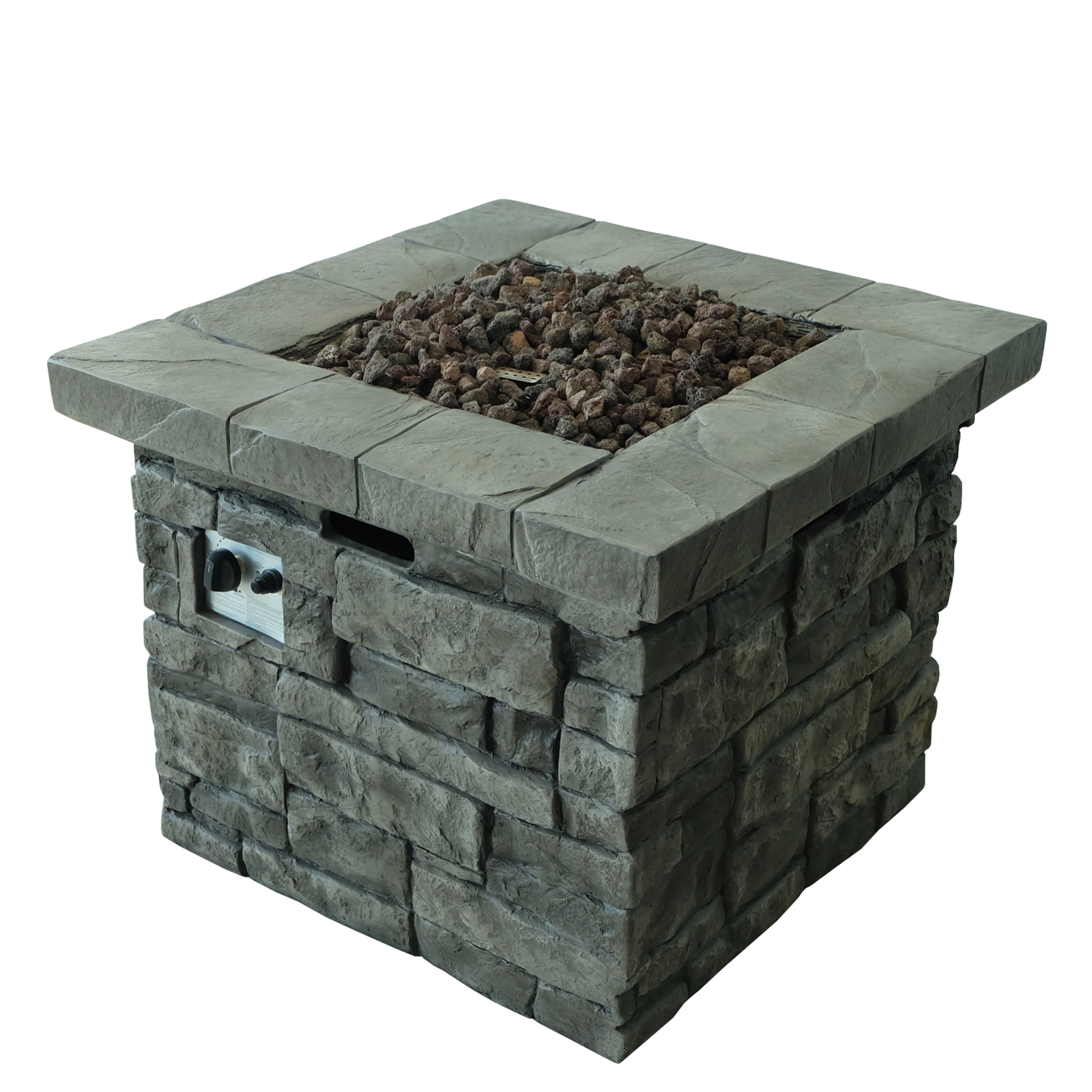 Angeleno Outdoor Square Fire Pit - 40,000 BTU, Grey - Walmart.com