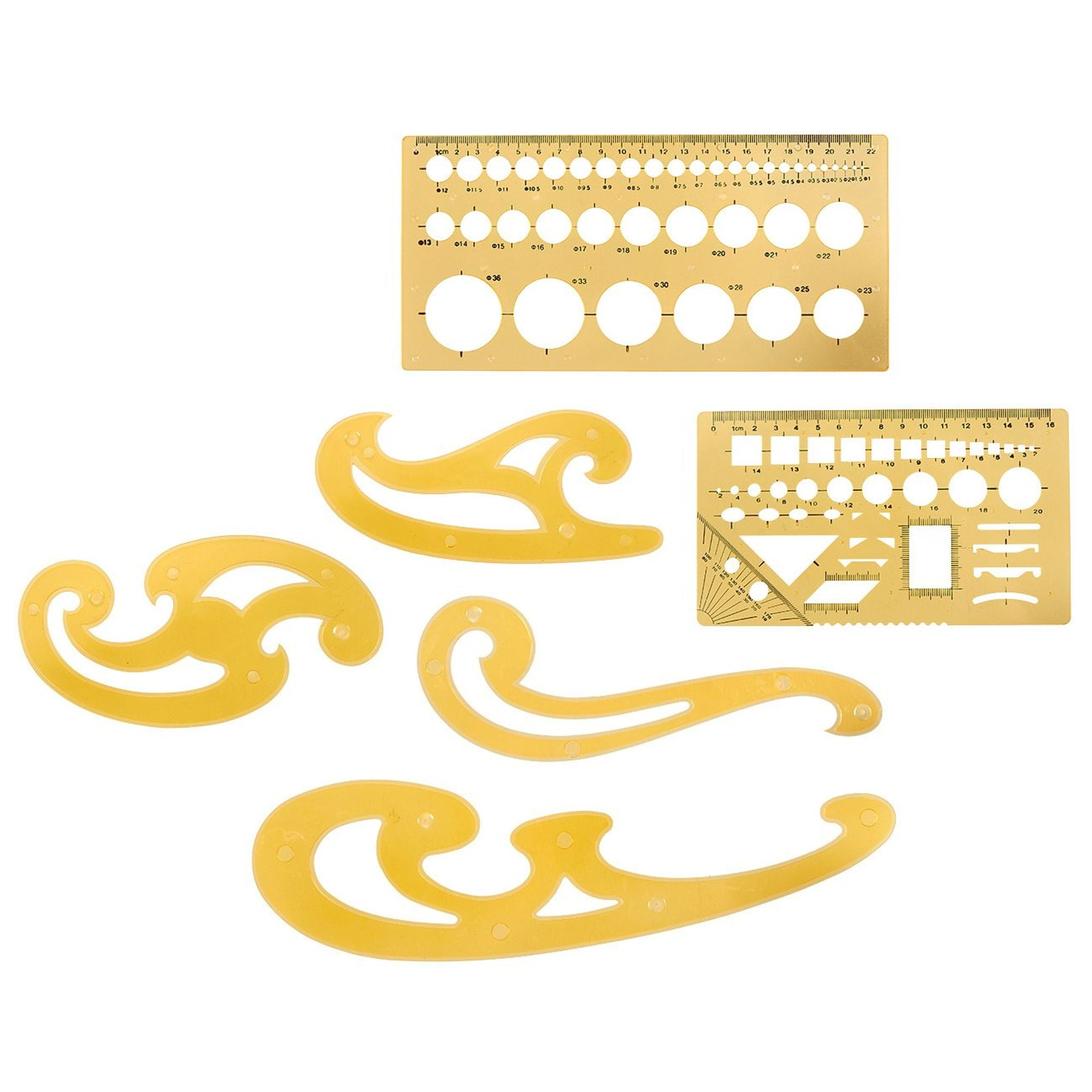 Drawing Template Ruler - 6-Pack French Curve and Geometric Shape Ruler ...