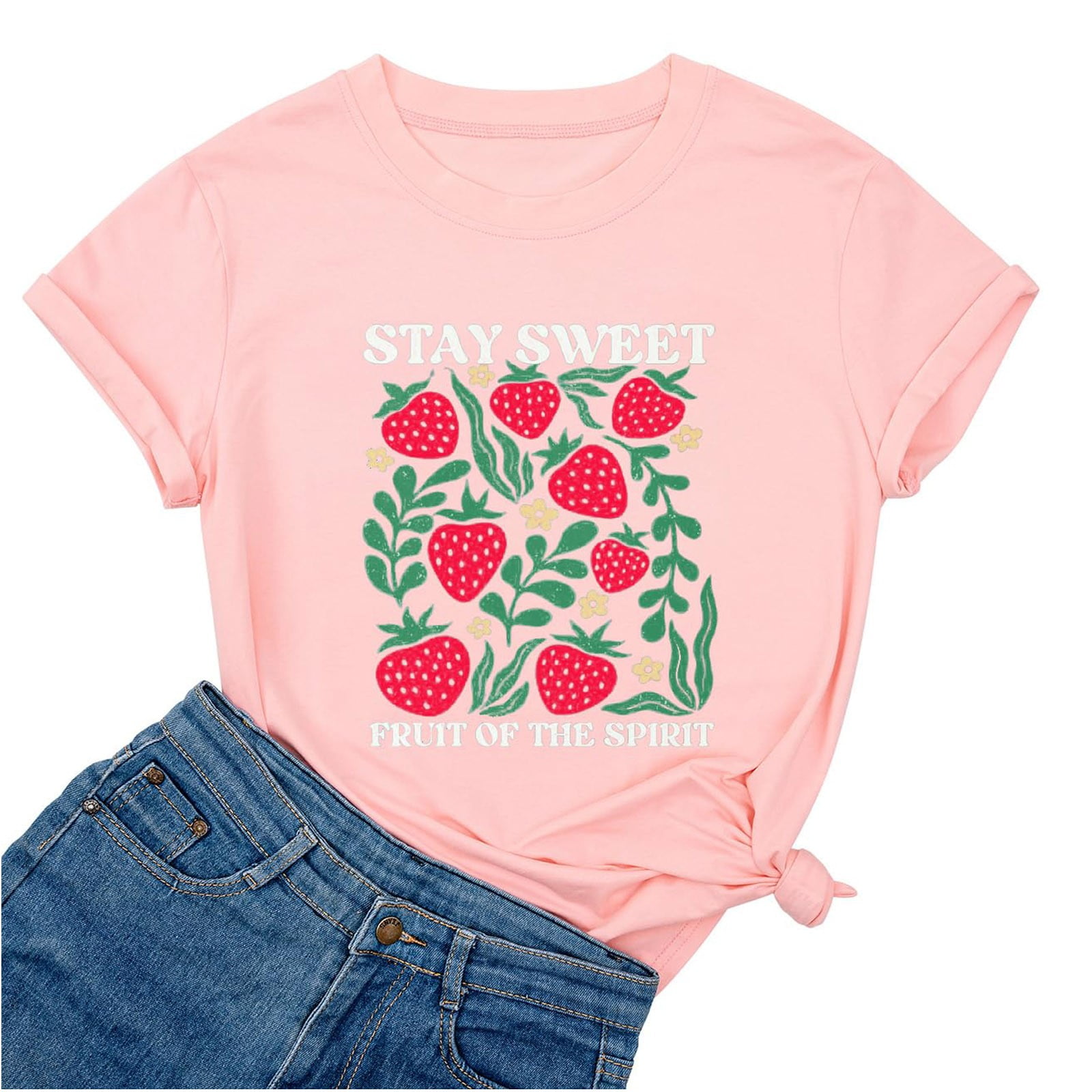 Click here for Chaochao Womens Casual Strawberry Print Short Slee... prices