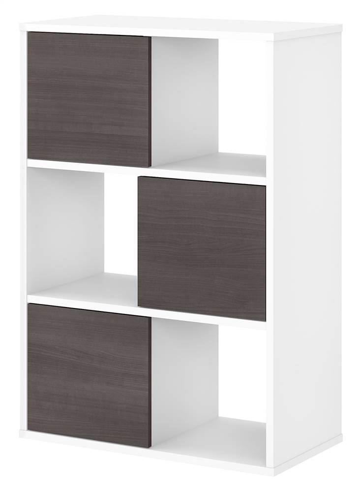 Six Cube Bookcase in White and Storm Gray - Walmart.com