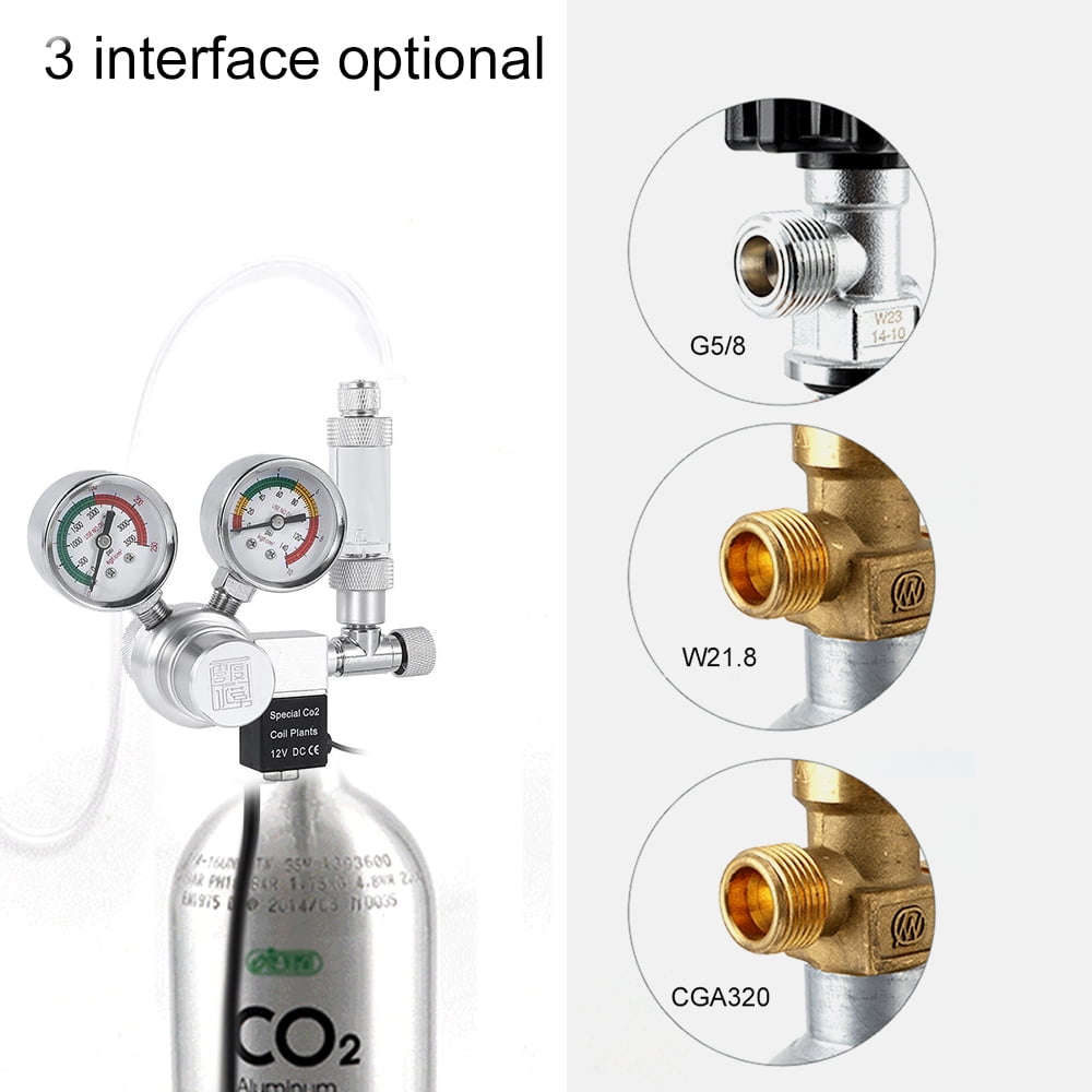 Bubble Acuario Regulador de CO2 CO2 Presión de Cilindro Regulador Con Válvula Solenoide y ...