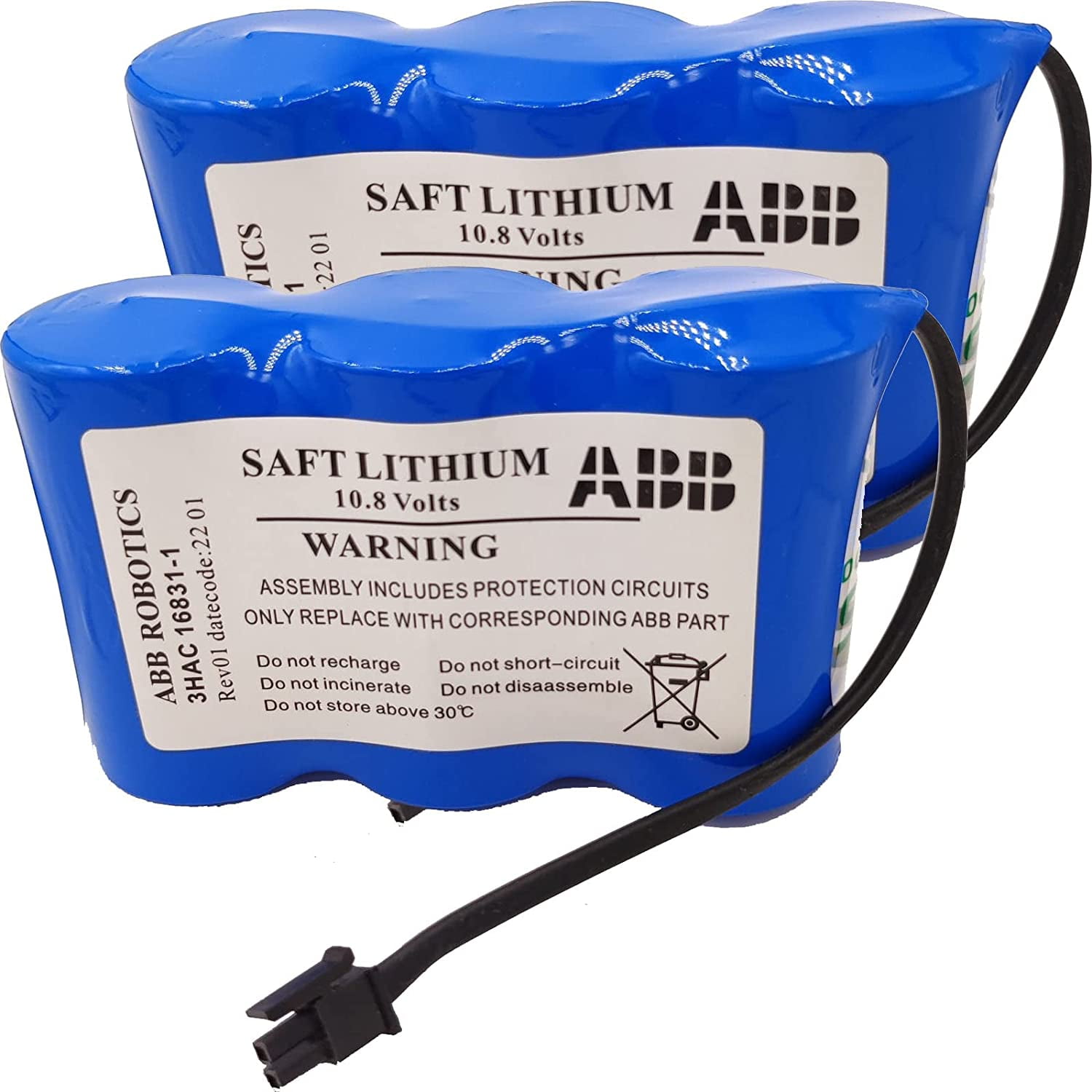 2-Pack 3HAC16831-1 10.8V 17Ah ABB Battery for ABB Robot Controller ...