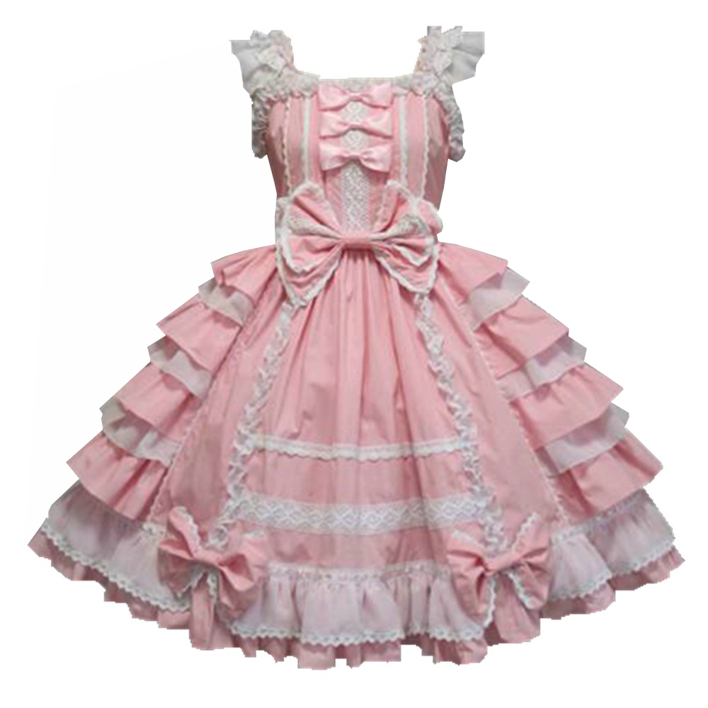 Sweet Pink Lolita Dress For Women Sleeveless Kawaii Japanese Style Sweet Pink Lolita Dress For Women Sleeveless Kawaii Japanese Style