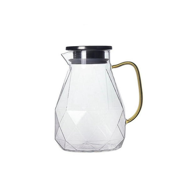 Glass Pitcher 1500ml With Lid, Diamond Pattern, For Hot/cold Water ...