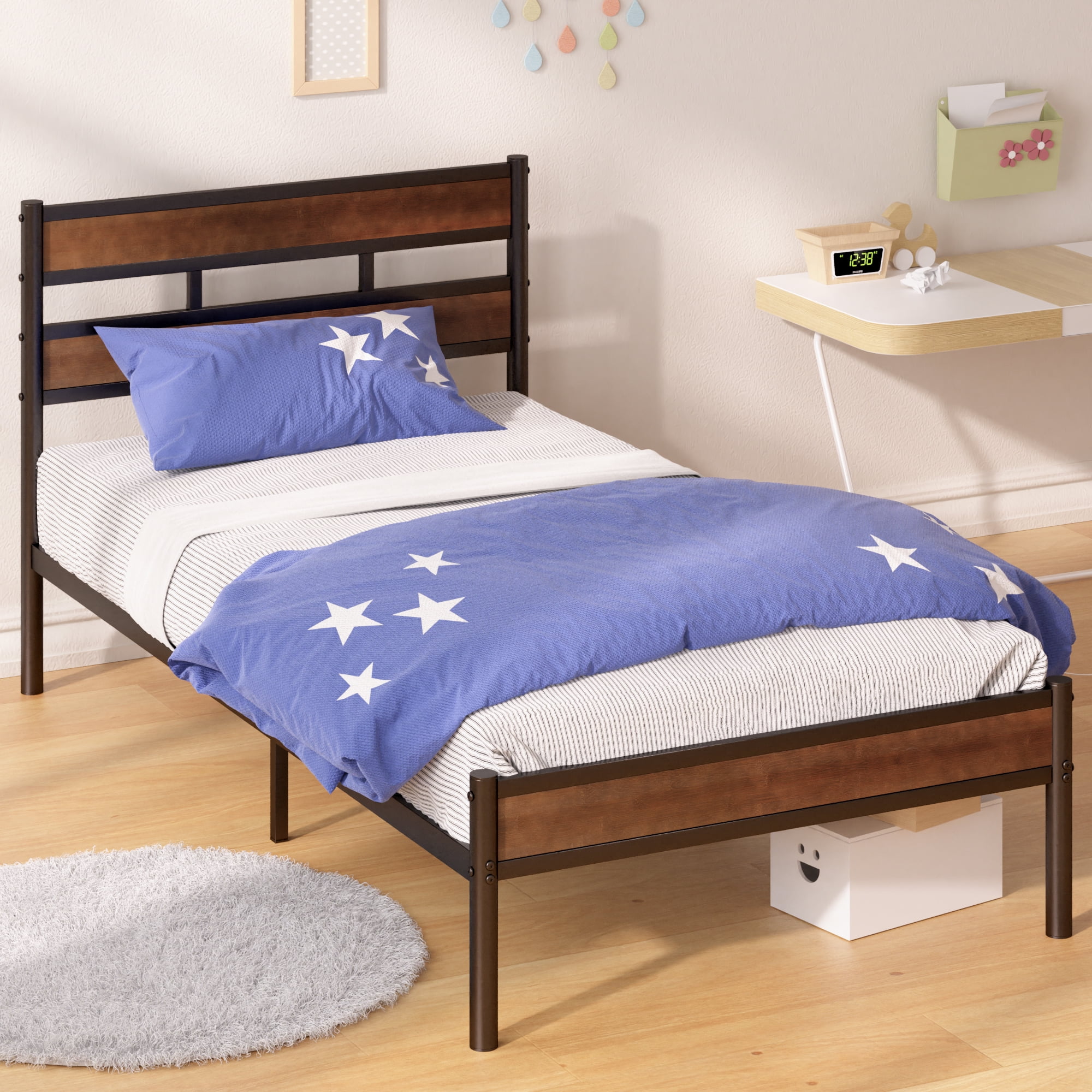 Zinus 39” Roman Bamboo and Metal Platform Bed Frame, Twin - Walmart.com