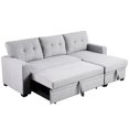 Pull Out Chaise Sectional With Storage In Gray Linen, 3 Foam Filled For ...