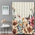 Bathroom Shower Curtain Farm Flower Spring Butterfly Waterproof Shower ...