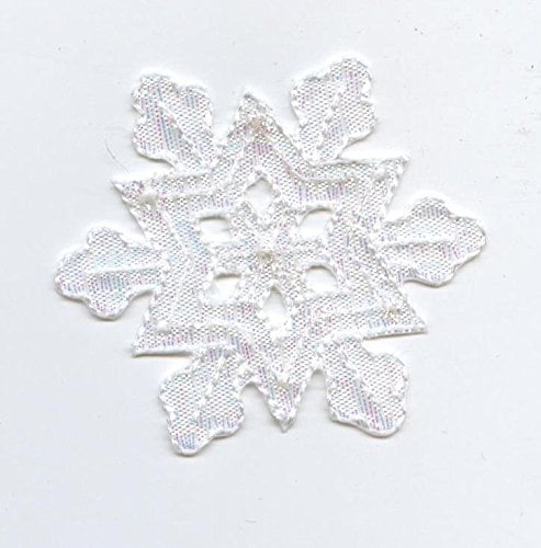 Medium - Shimmery White Holiday Snowflake - Iron on Applique ...