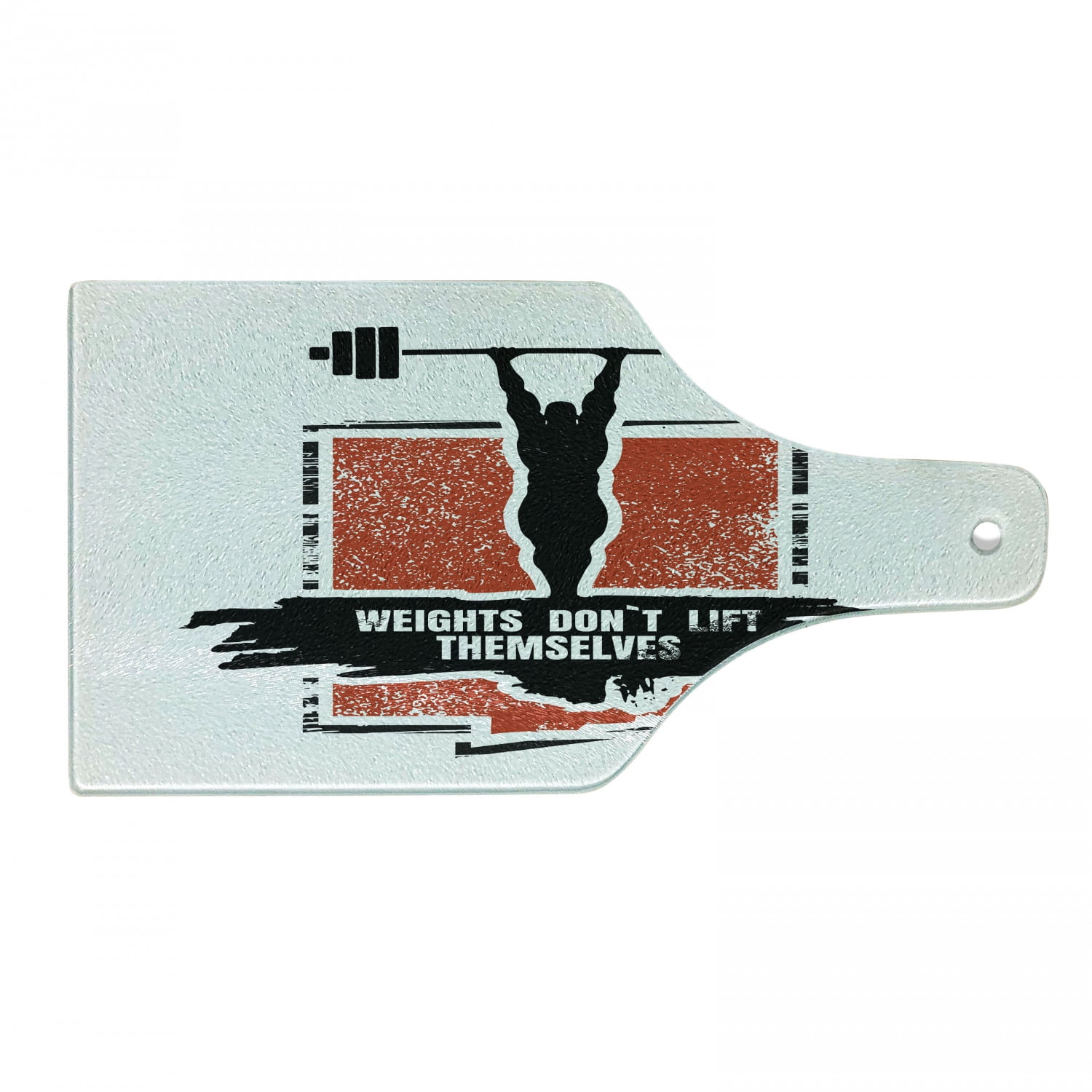 Fitness Cutting Board, Bodybuilder and Huge Barbell Silhouettes of ...