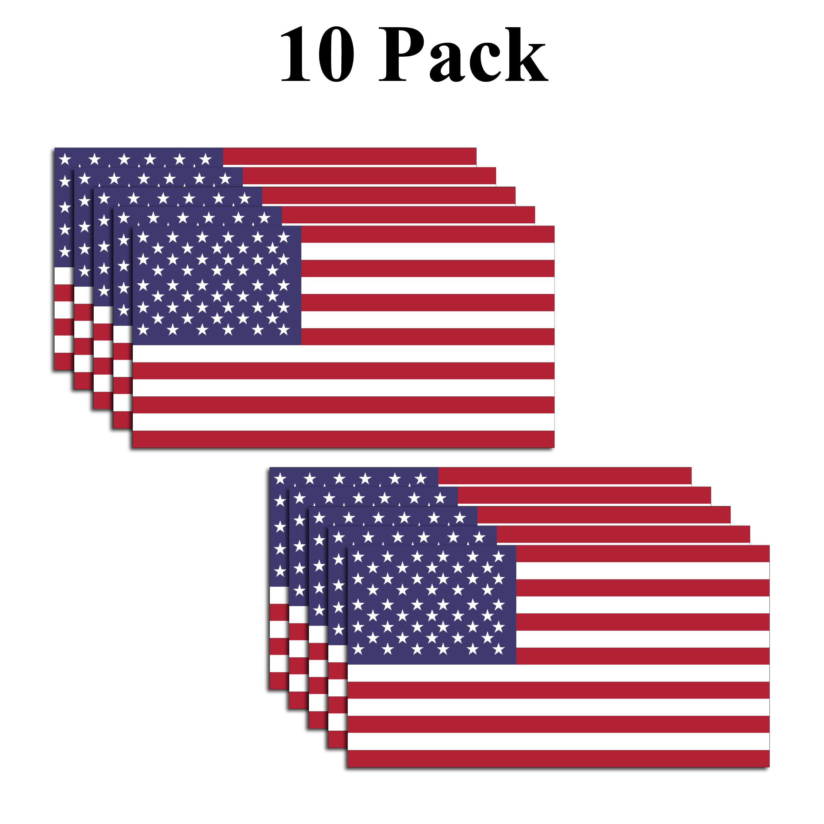 10 Pack American Flag Stickers - Made of 3M Vinyl - USA Patriotic ...