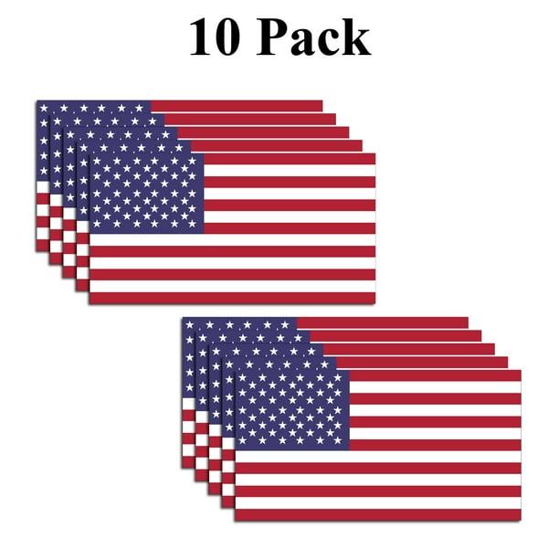 10 Pack American Flag Stickers - Made of 3M Vinyl - USA Patriotic ...