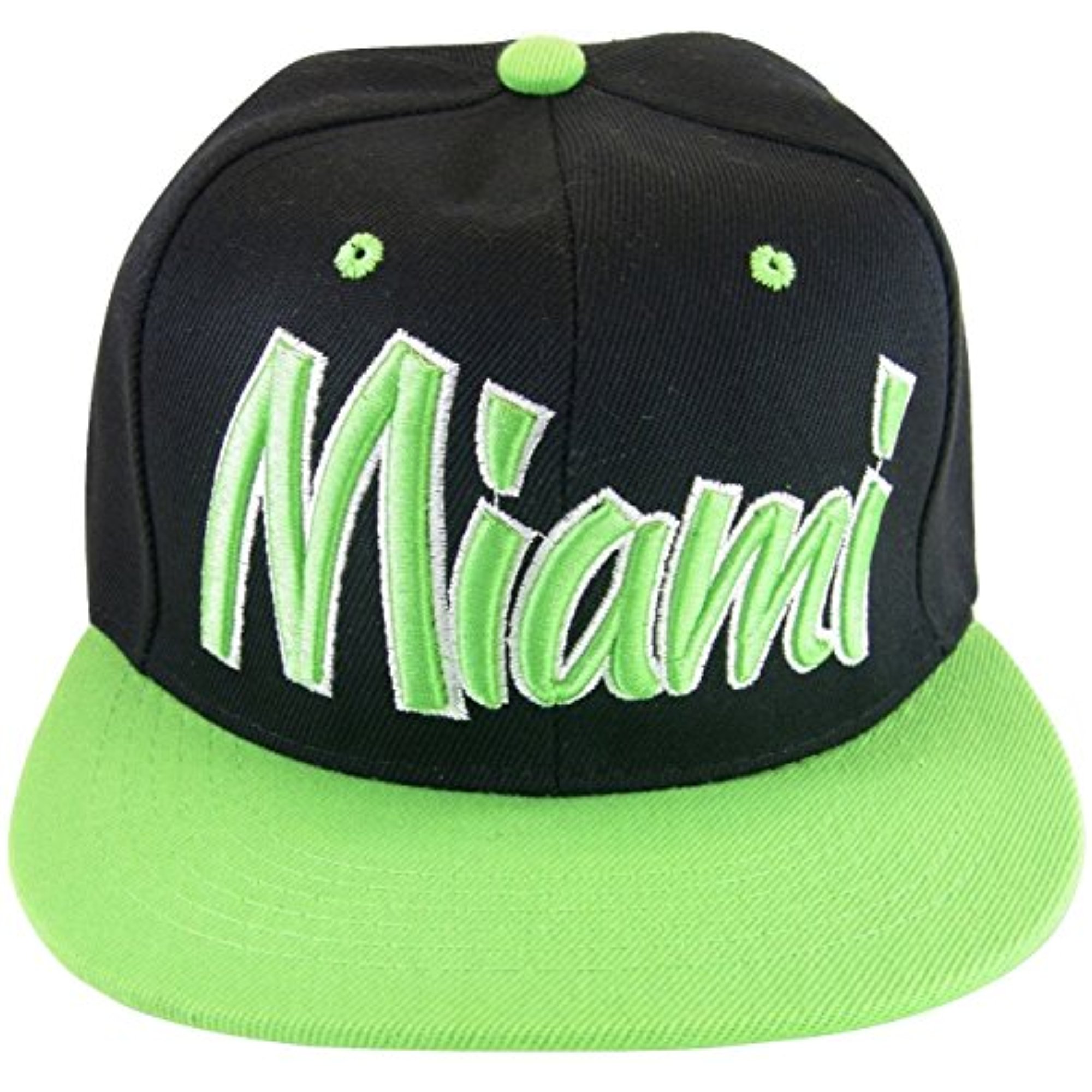 Miami Cursive Script Men's Adjustable Snapback Baseball Caps (Black ...