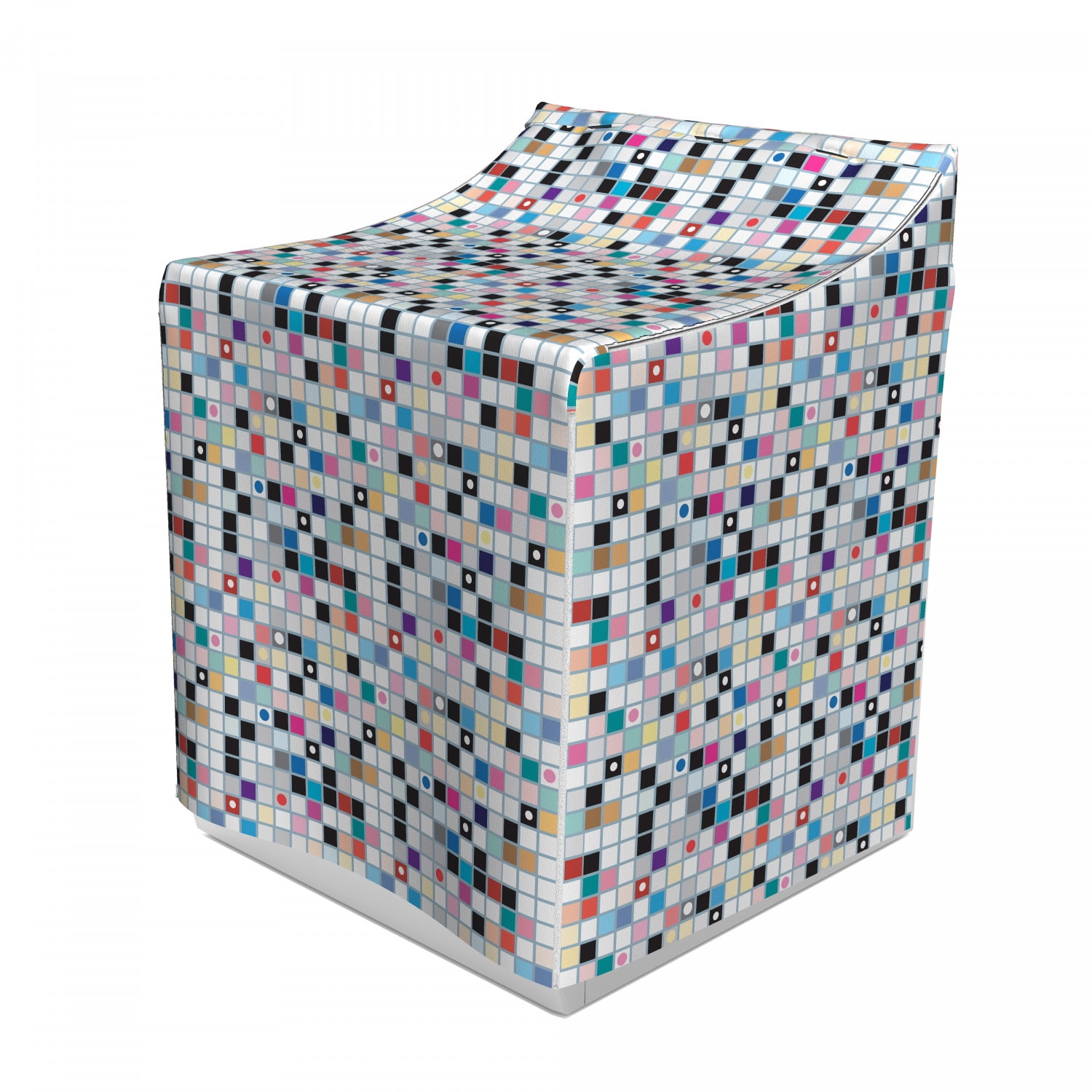 Grid Washer Cover, Checkered Squares Design with Dots of Varying Sizes ...