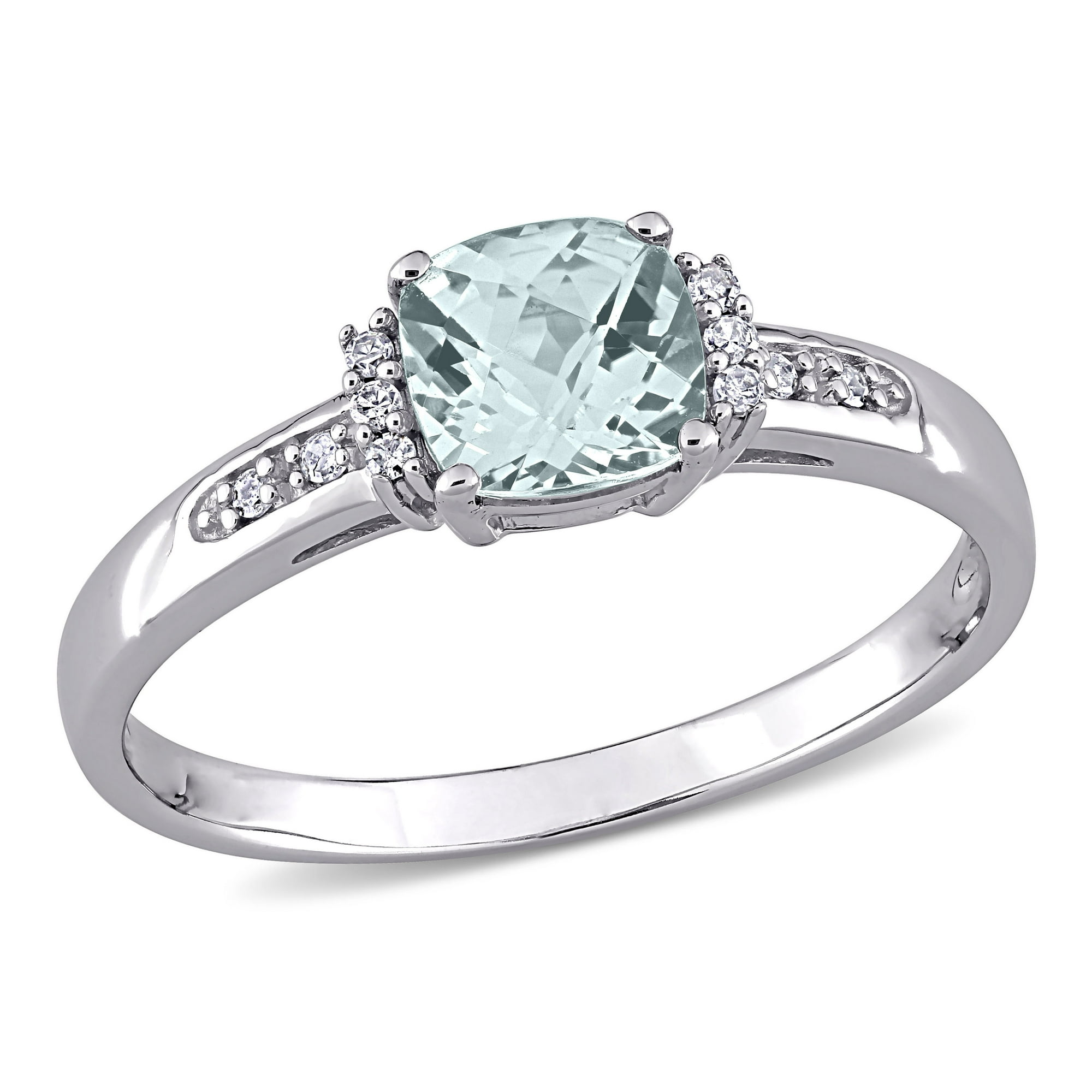 Click here for Miabella 4/5 Ct Tgw Cushion Cut Aquamarine And Dia... prices