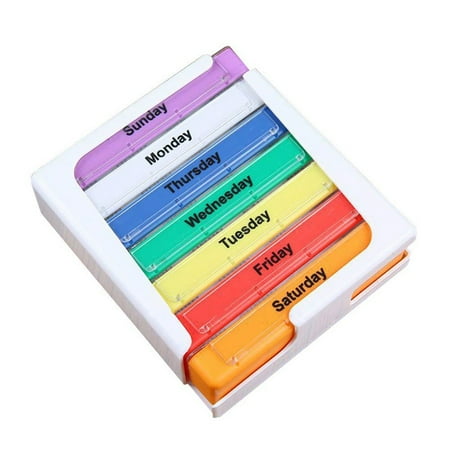 Square 7-day drawer type 28-compartment medicine box 7-day portable ...