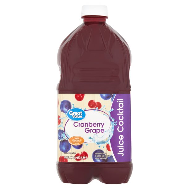 Great Value Cranberry Grape Juice Cocktail, 64 fl oz - Walmart.com