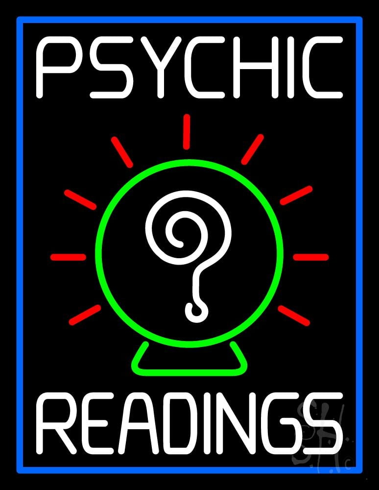 White Psychic Readings With Border LED Neon Sign 31" Tall x 24" Wide ...