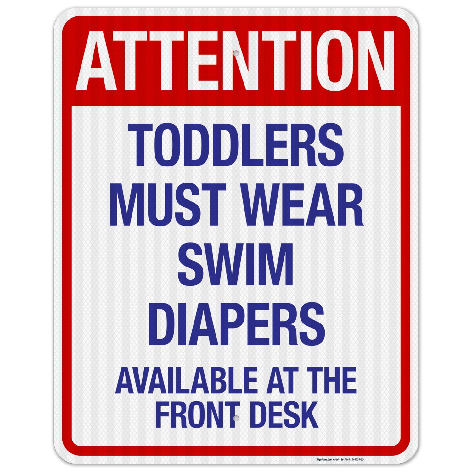 Attention Toddlers Must Wear Swim Diapers Sign, Pool Sign, - Walmart.com
