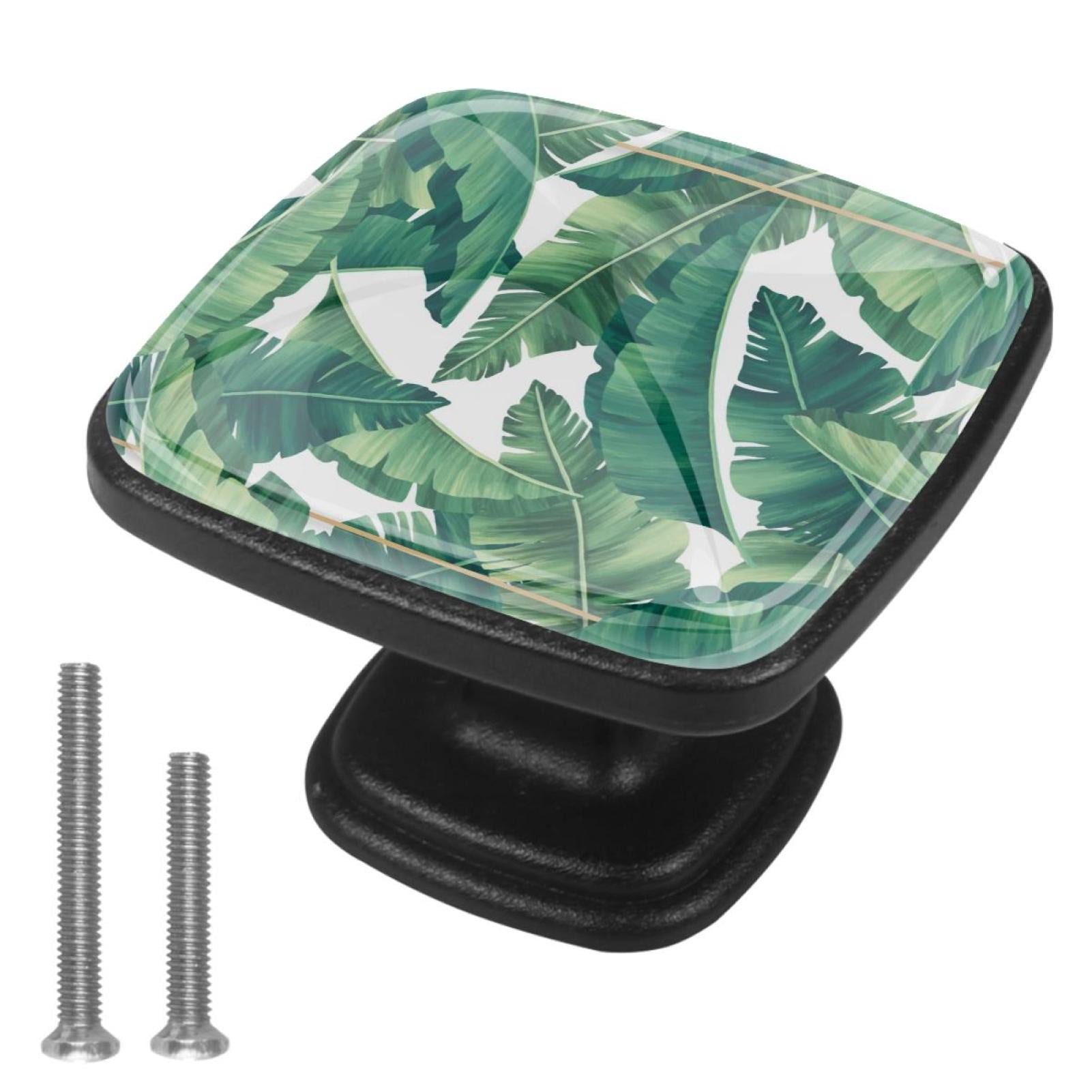 4 Pcs Cabinet Handle Drawer Pulls Tropical Leaveswith Knobs with Screws ...