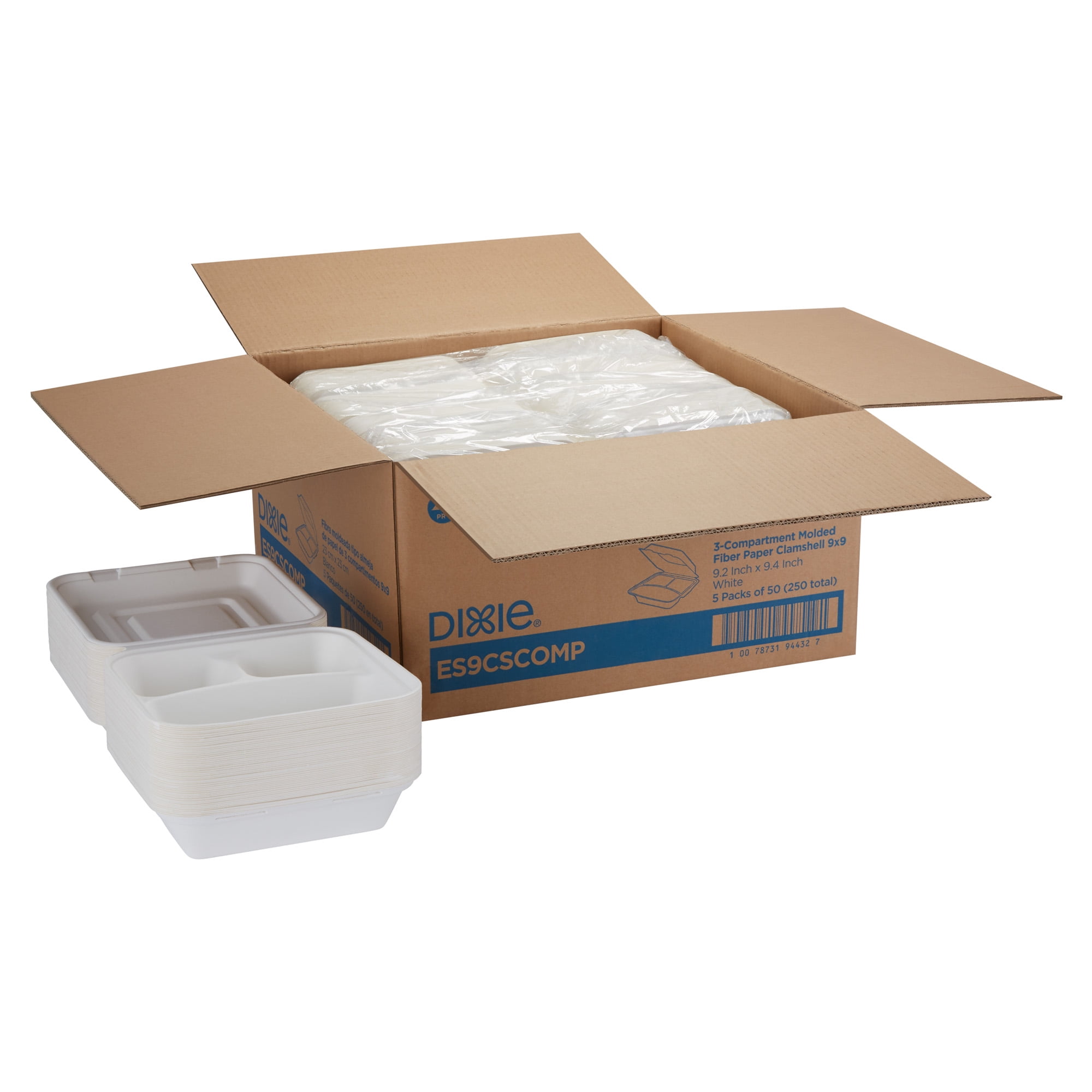 Dixie® EcoSmart® Molded Fiber Take-Out Container, ES9CSCOMP, 3 ...