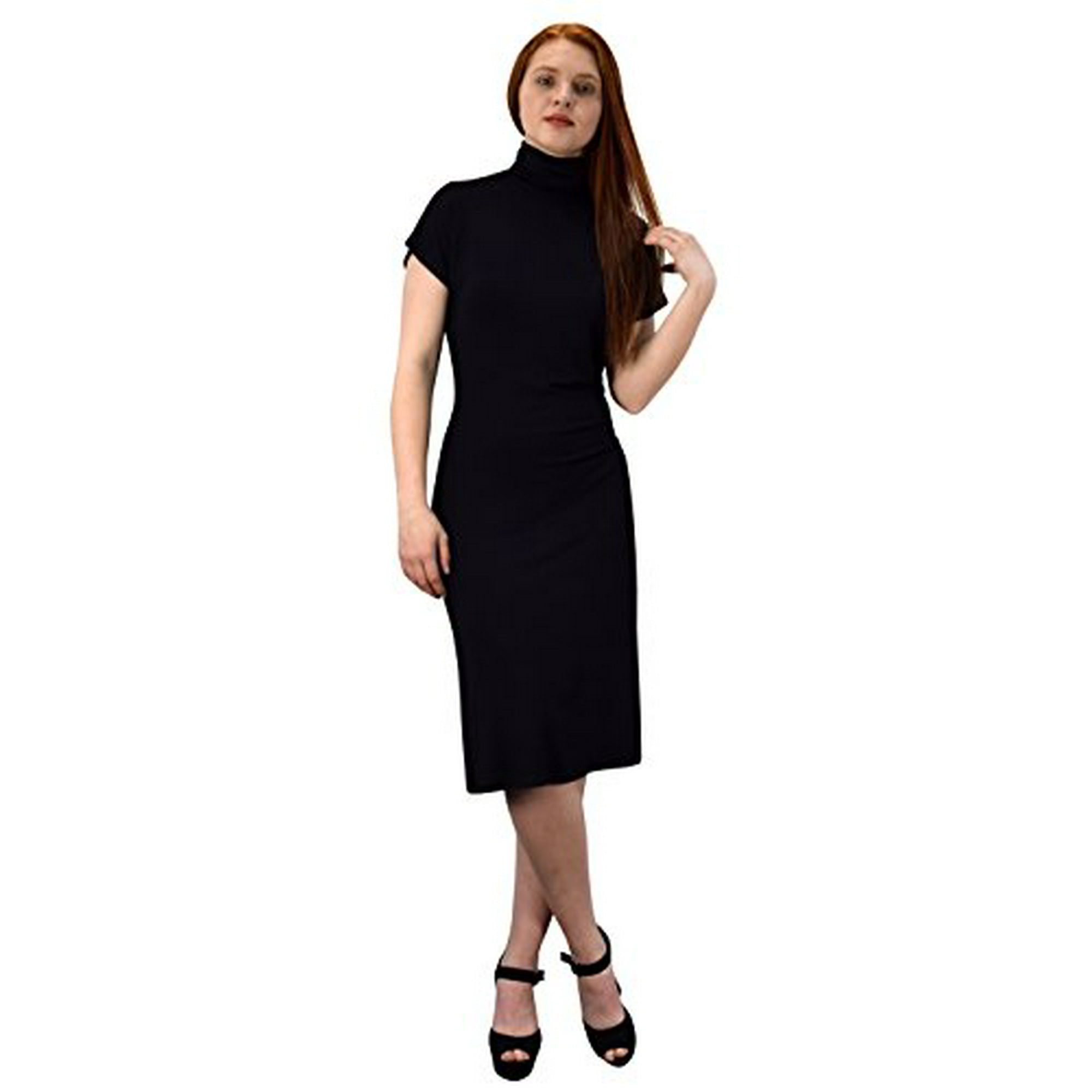 Click here for Peach Couture Turtle Neck Short Sleeve Midi Dress... prices