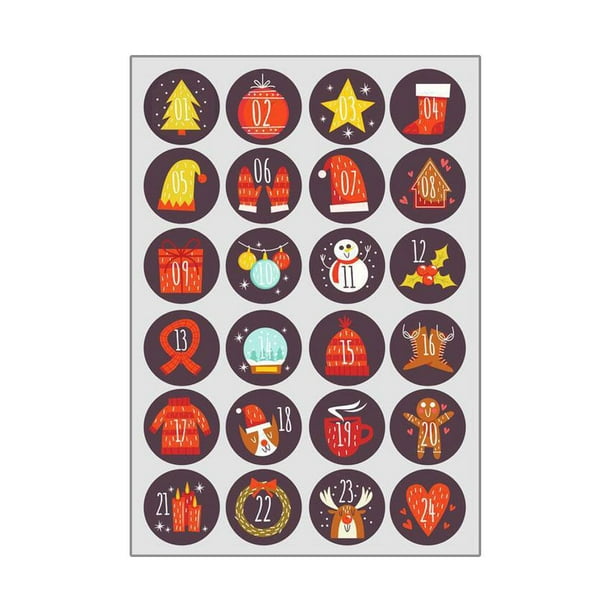 EZLIFE 1 pieza de pegatinas de números de Navidad para calendario de ...