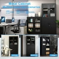 MIIIKO Metal Cabinet with Lock, Tall Office Storage Cabinet with Glass ...