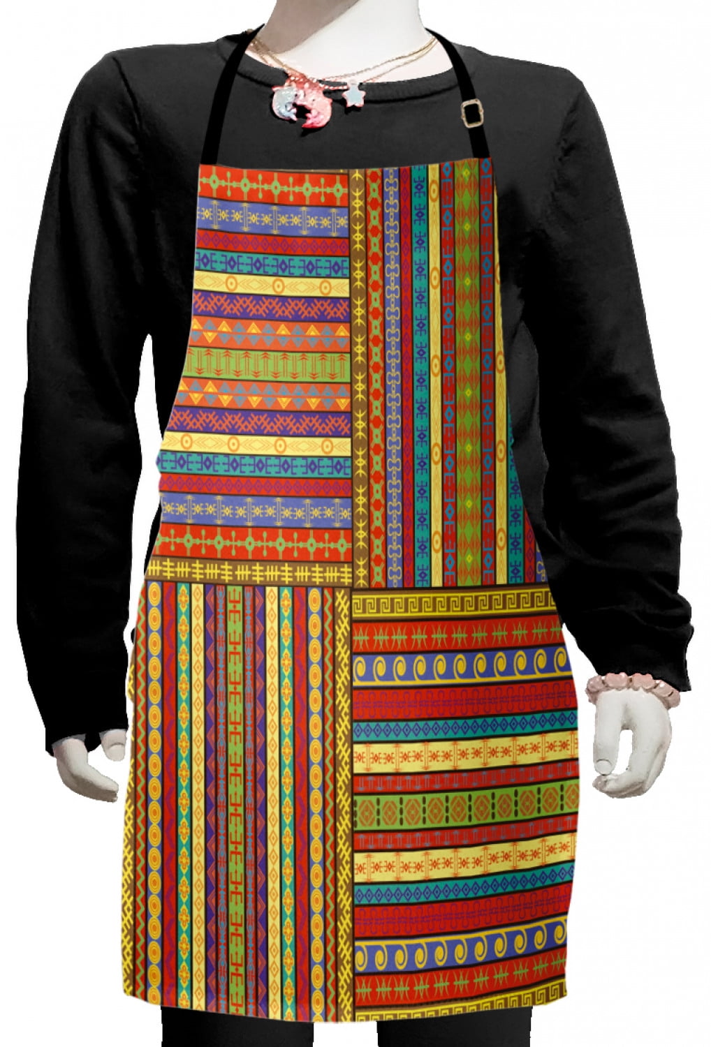African Kids Apron, Borders Pattern Old Fashioned Culture Theme ...