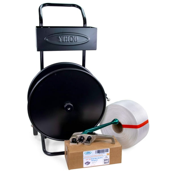 IDL Packaging 1/2" Woven Cord Strapping Kit with Dispenser, PRO - All You Need to Strap a Pallet ...