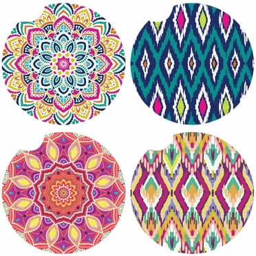 Car Coasters 4 Pack, 2.56" Absorbent Ceramic Coasters for Car ...