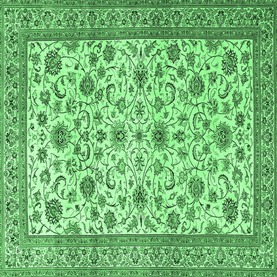 Ahgly Company Indoor Square Persian Emerald Green Traditional Area Rugs ...