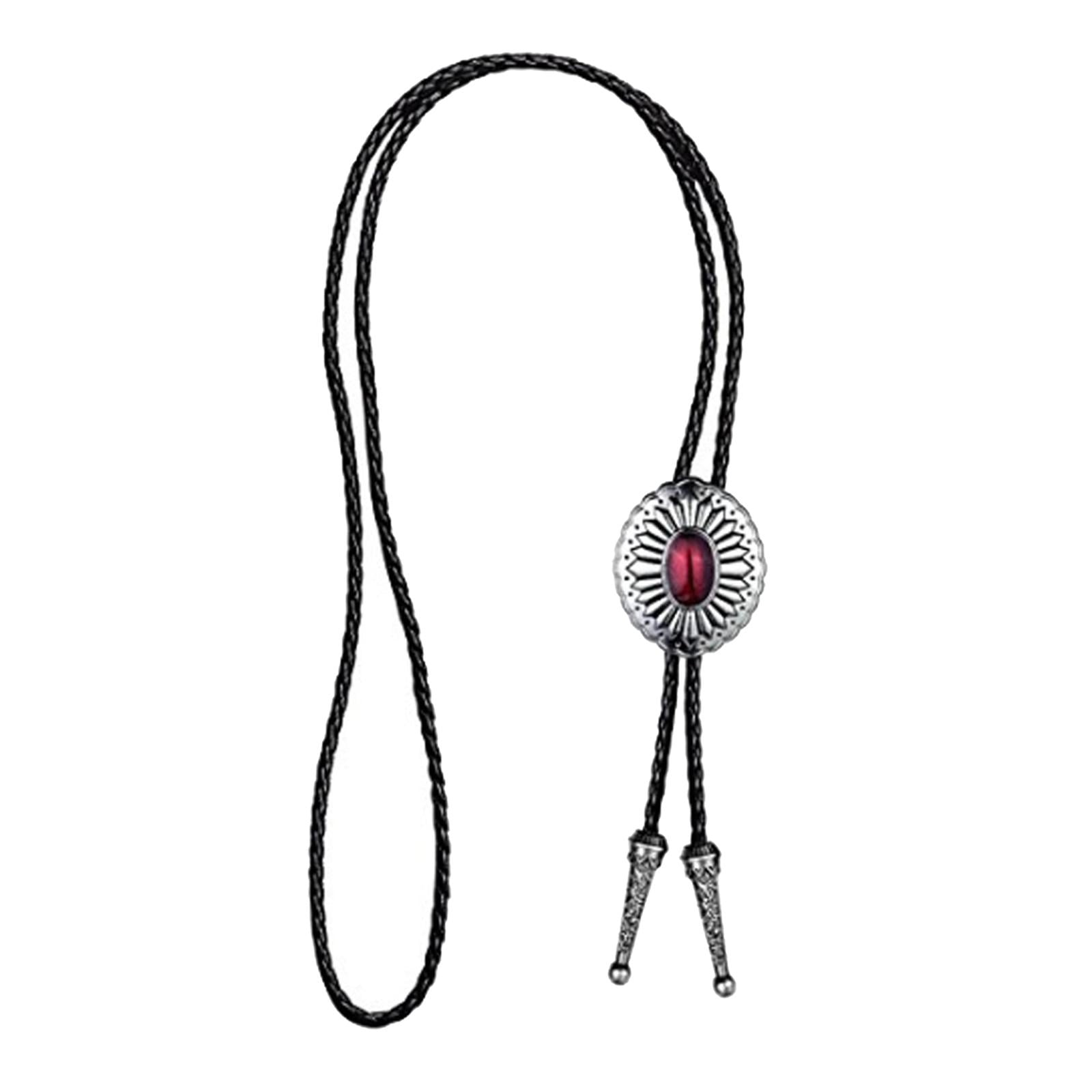 freneci Mens Bolo Tie Boda Collar PU Cuero Cuerda Western rojo Colcomx ...
