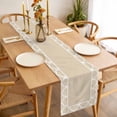 Beige Dining Table Runner, Geometric Morocco Printed Border Modern ...