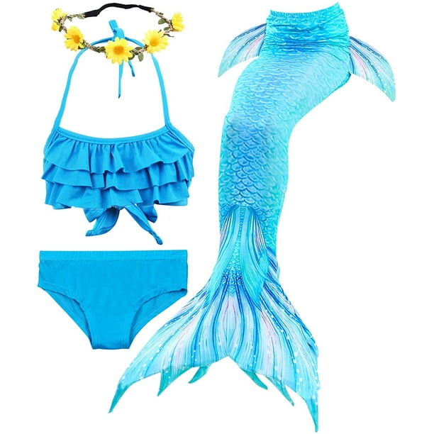 Piece Girls Mermaid Swimwear for Swimming Mermaid Costume Bikini Set ...